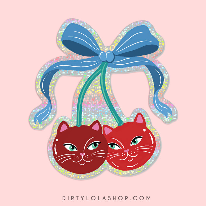 KITTY CHERRIES - GLITTER STICKER – DIRTY LOLA