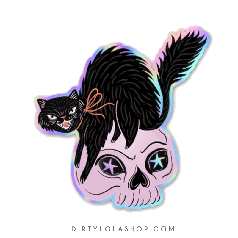 FERAL SPOOKY CAT - HOLOGRAPHIC STICKER – DIRTY LOLA